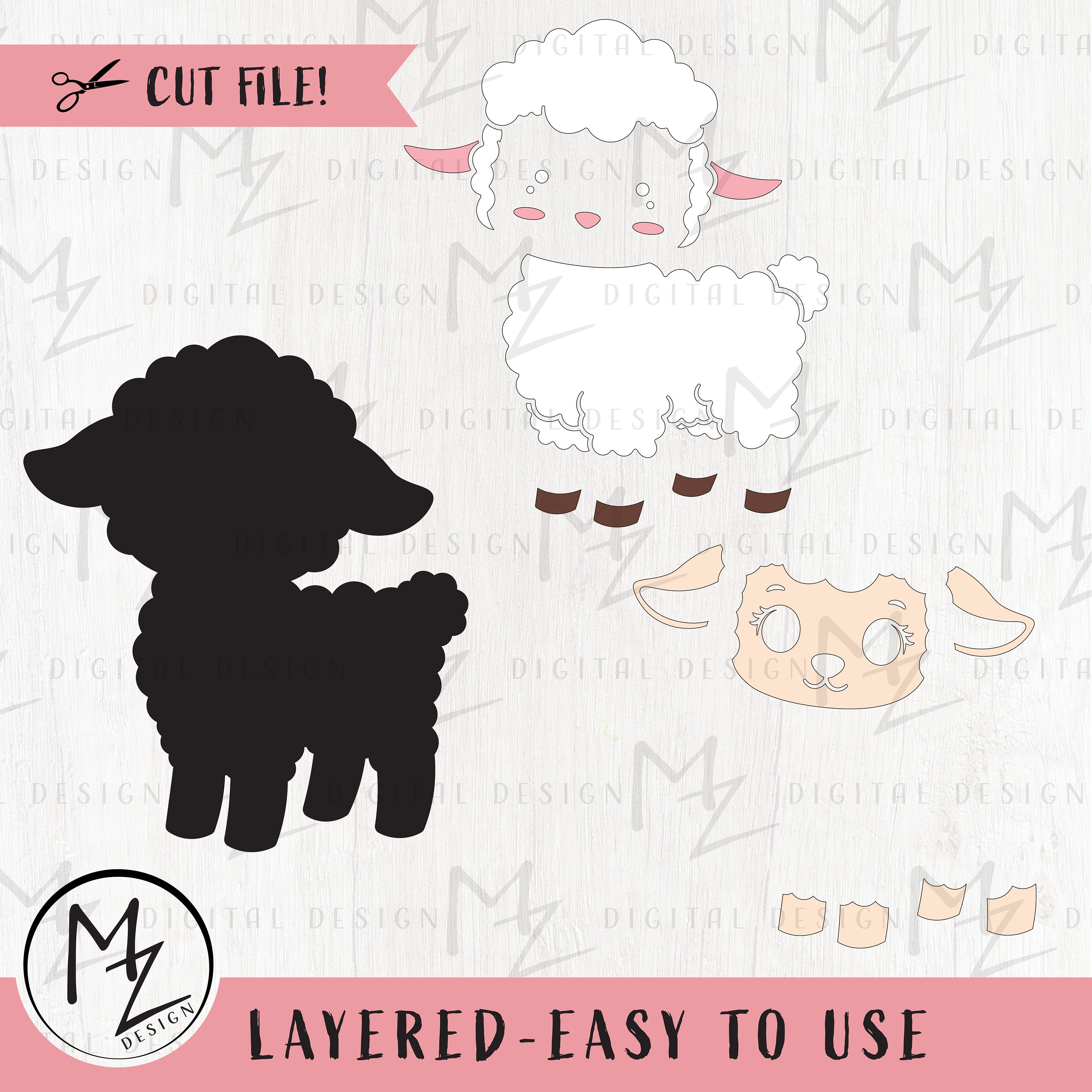 Cute Lamb SVG Baby Sheep Farm Animals Layered Cut File Cricut ...