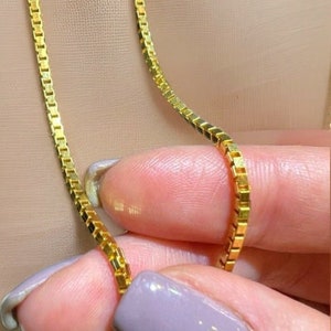 18K Solid Gold Box Chain, 18K Yellow Gold Square Box Link Chain ...