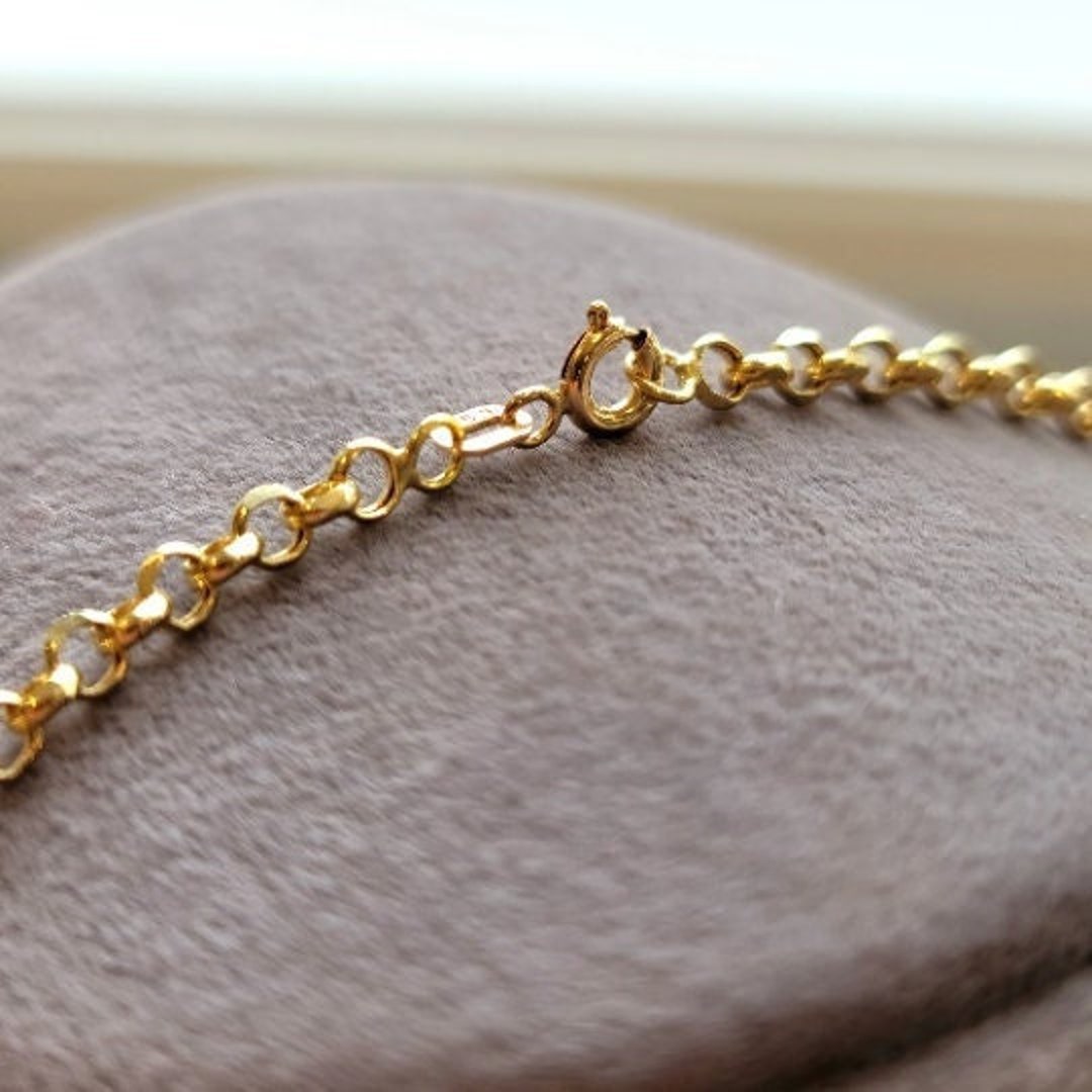 18K Solid Gold Rolo Chain, Pure 18K Gold Rolo Necklace, Choker Necklace ...