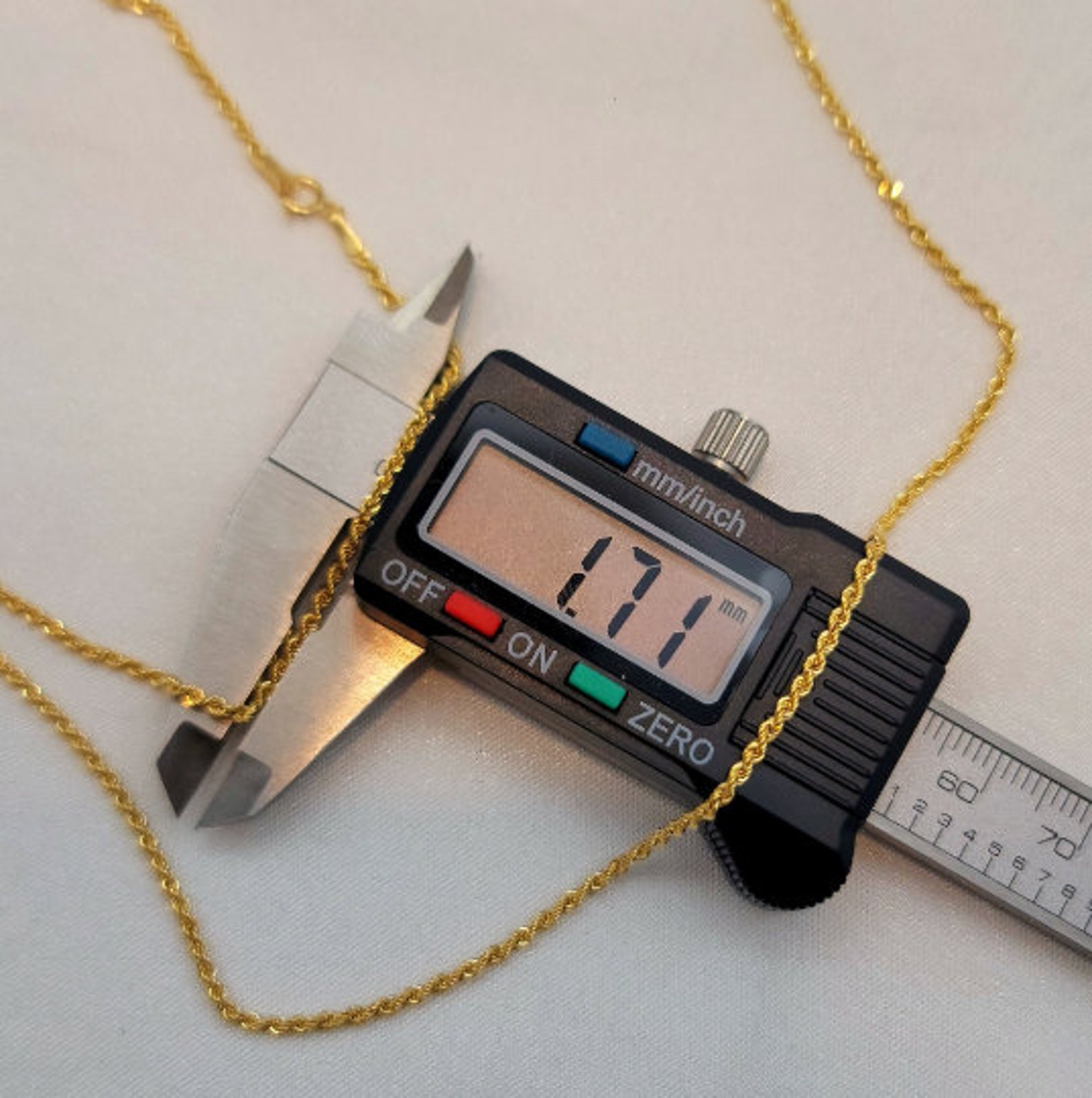 18K Solid Gold Rope Chain Necklace, Yellow 18K Gold Rope Chain Twisted ...