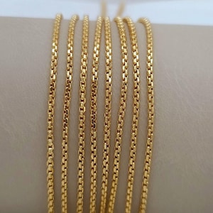 18K Solid Box Chain, 18K Pure Gold Box Chain Necklace, Diamond-cut, Men ...