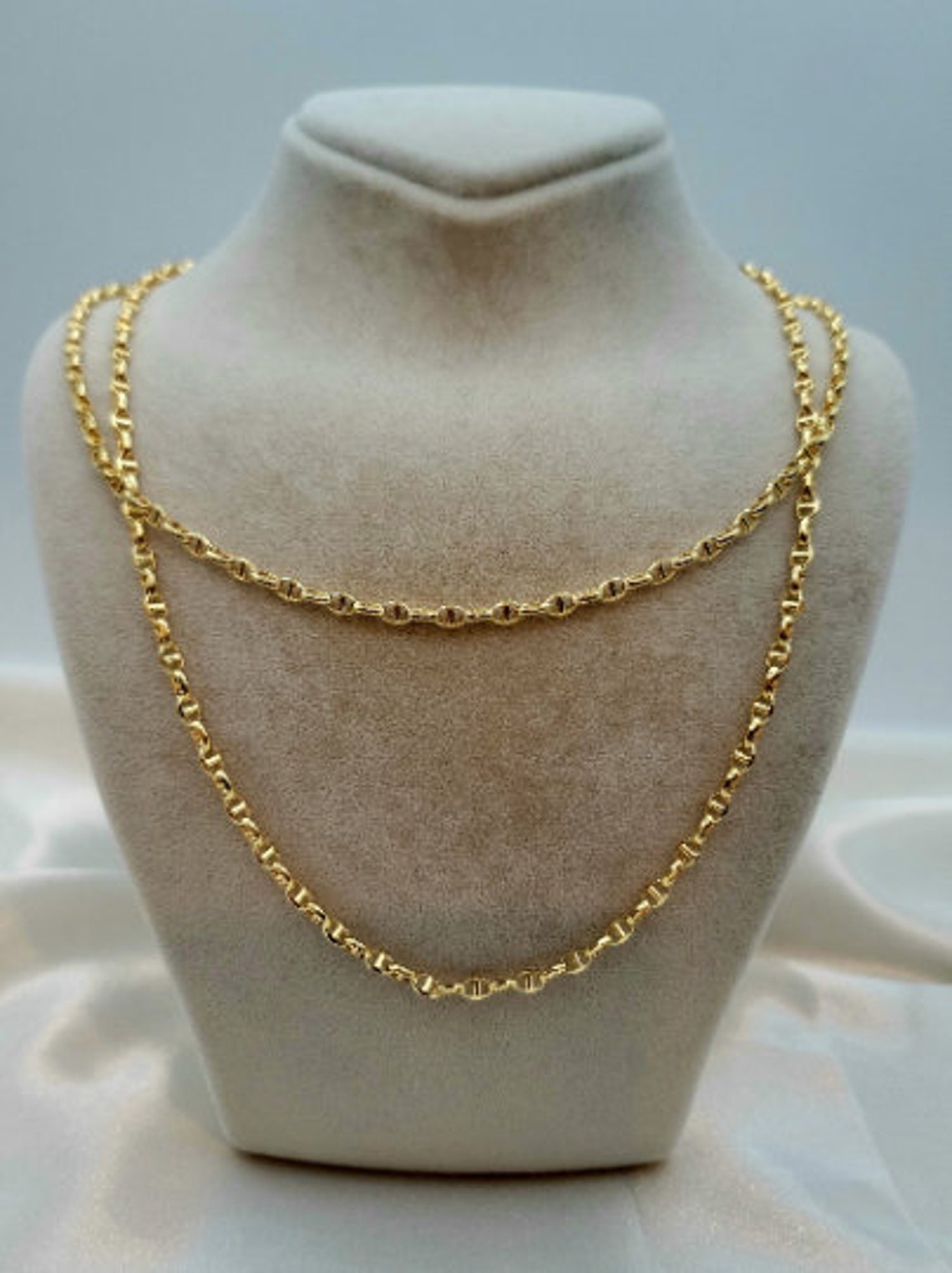 18K Anchor Chain Necklace, 18K Solid Gold Anchor Chain 4mm Anchor Chain ...
