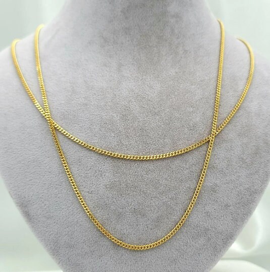18K Solid Gold Miami Cuban Link Chain Necklace, 18K Yellow Cuban ...