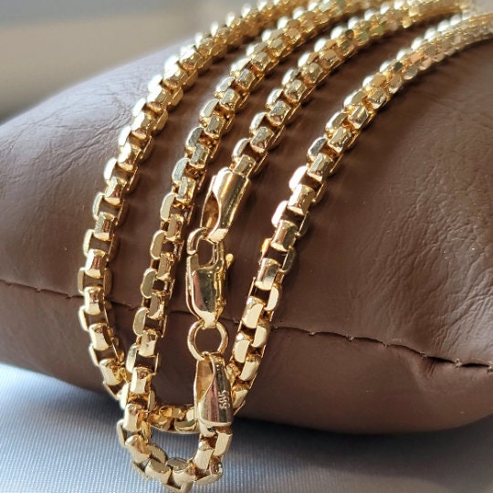 14K Box Solid Gold Chain Necklace Solid Gold 22, 24 3.55mm Chain ...