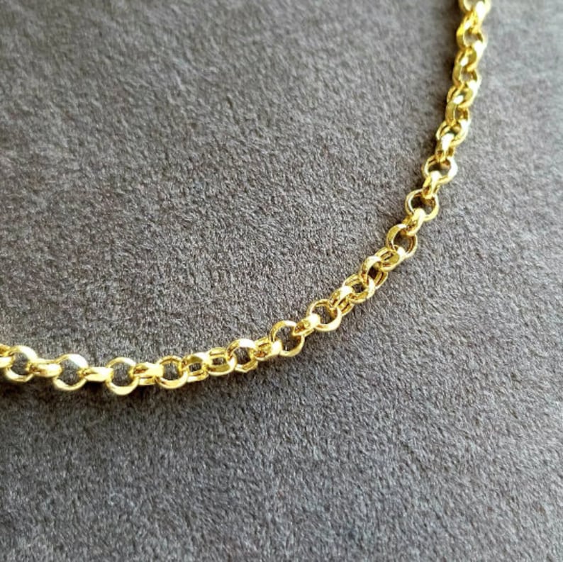18K Solid Gold Rolo Chain, Pure 18K Gold Rolo Necklace, Choker Necklace ...