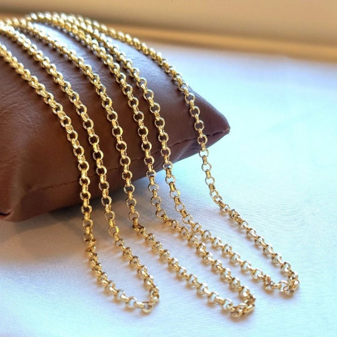 18K Solid Gold Rolo Chain, Pure 18K Gold Rolo Necklace, Choker Necklace ...