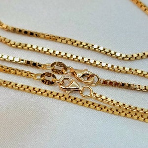 18K Solid Gold Box Chain, 18K Yellow Gold Square Box Link Chain ...
