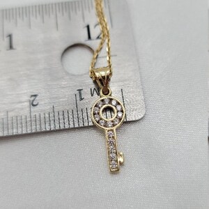 Love Key Necklace /14K Solid Gold Stone Key Necklace / Diamond Cut ...