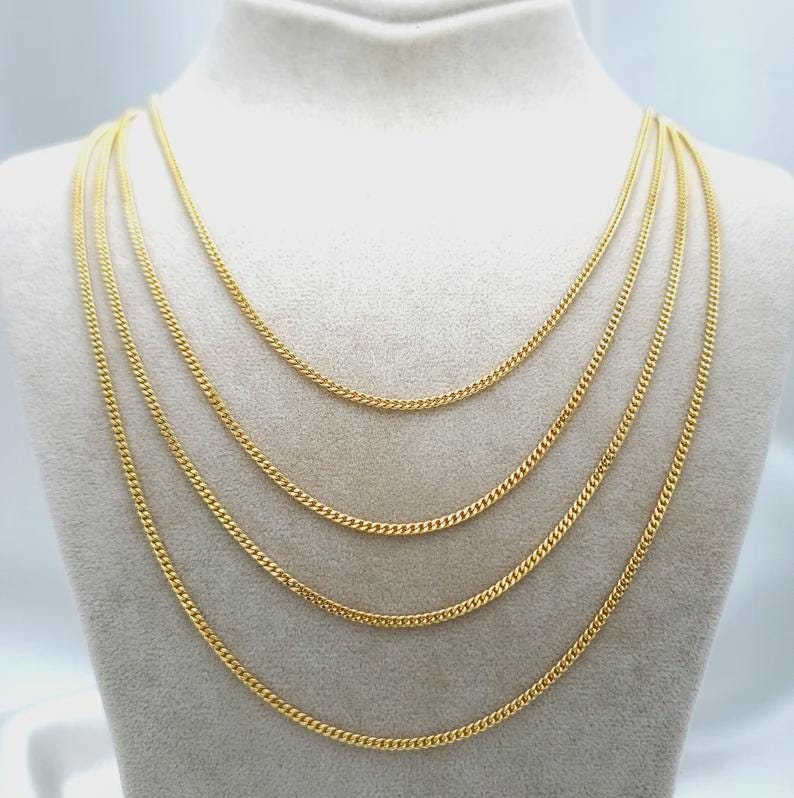18K Solid Gold Miami Cuban Link Chain Necklace18k Gold Yellow Cuban ...