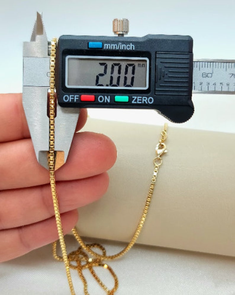 18K Solid Gold Box Chain, 18K Yellow Gold Square Box Link Chain ...