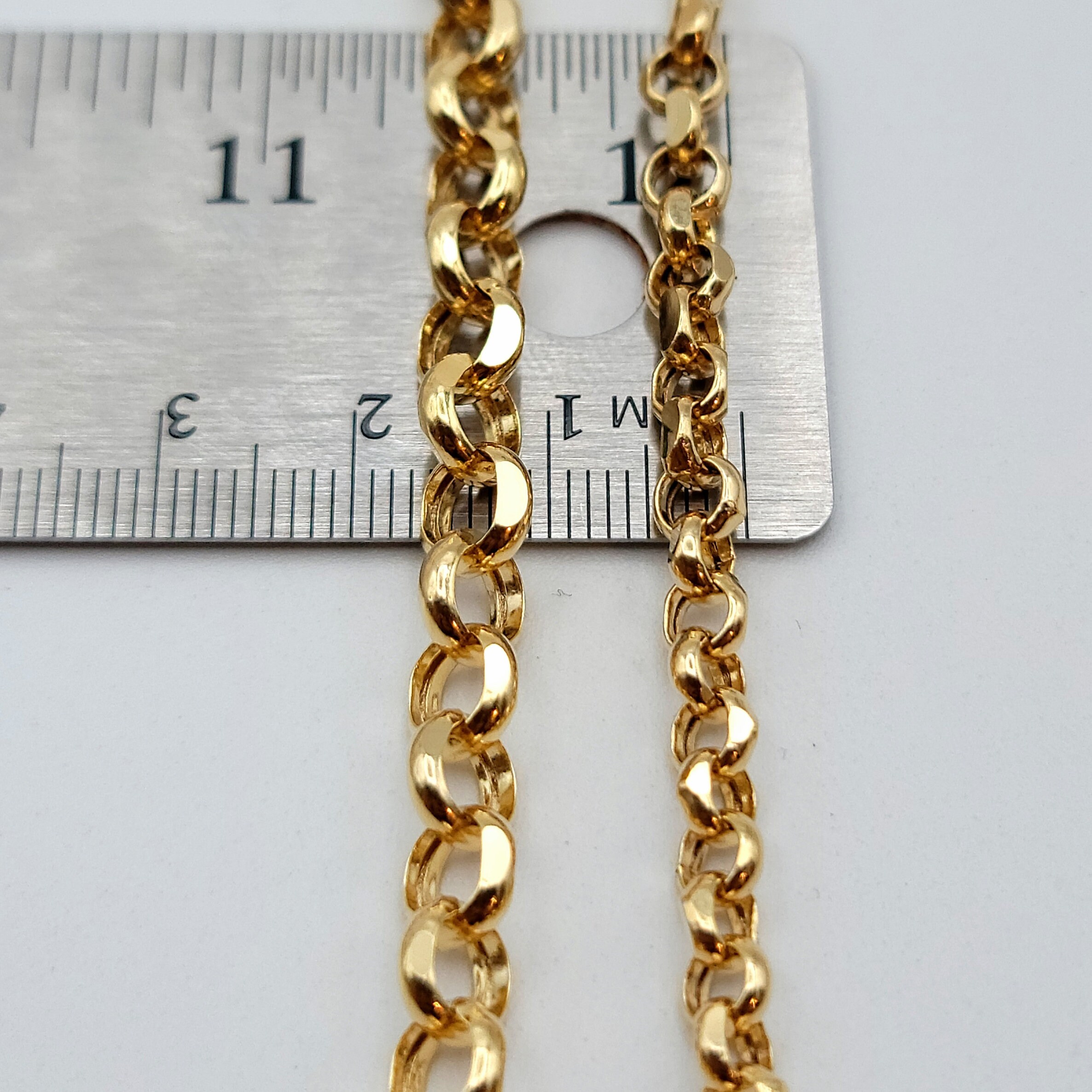 14K Solid Gold Rolo Chain Necklace, Real 14K Gold Rolo Chain for Men ...