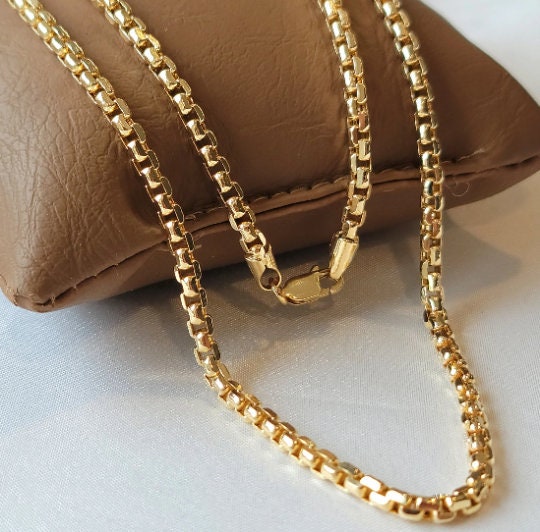 14K Box Solid Gold Chain Necklace Solid Gold 22, 24 3.55mm Chain ...