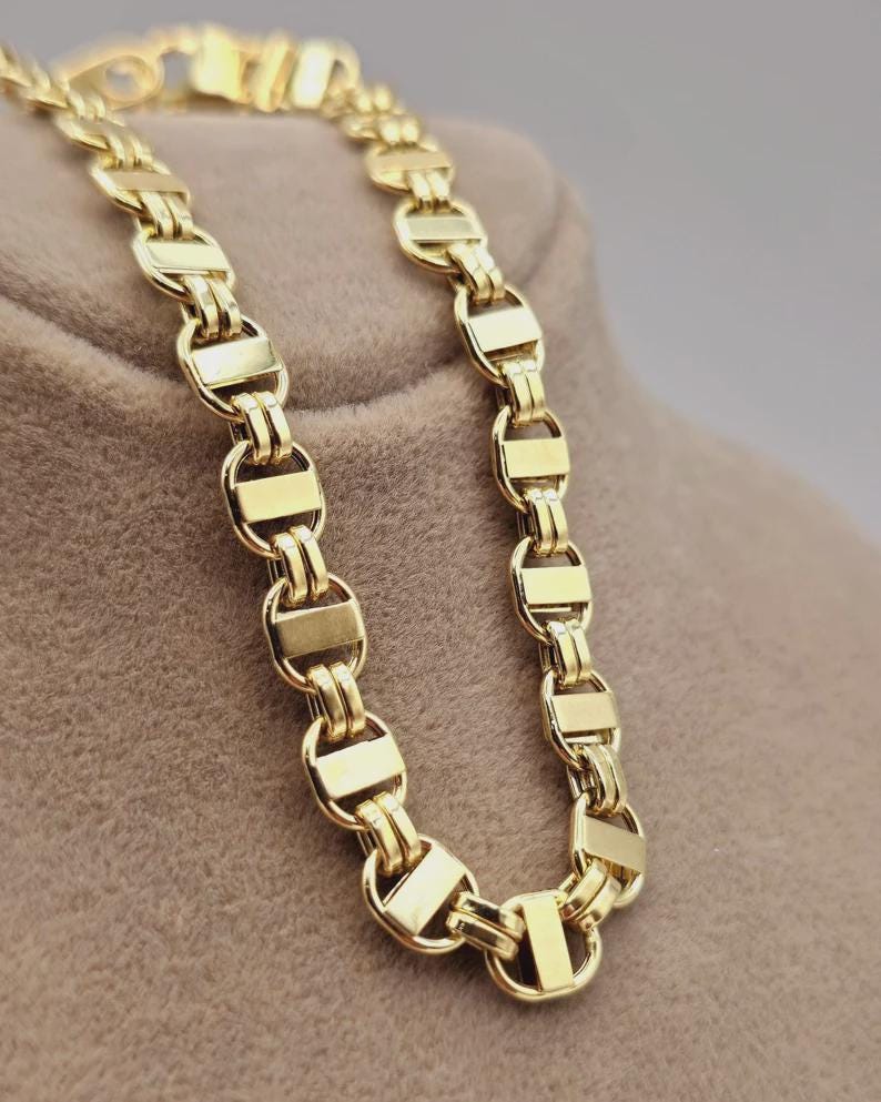 18K Solid Gold Anchor Bracelet, Genuine 18K Yellow Gold Mariner Anchor ...
