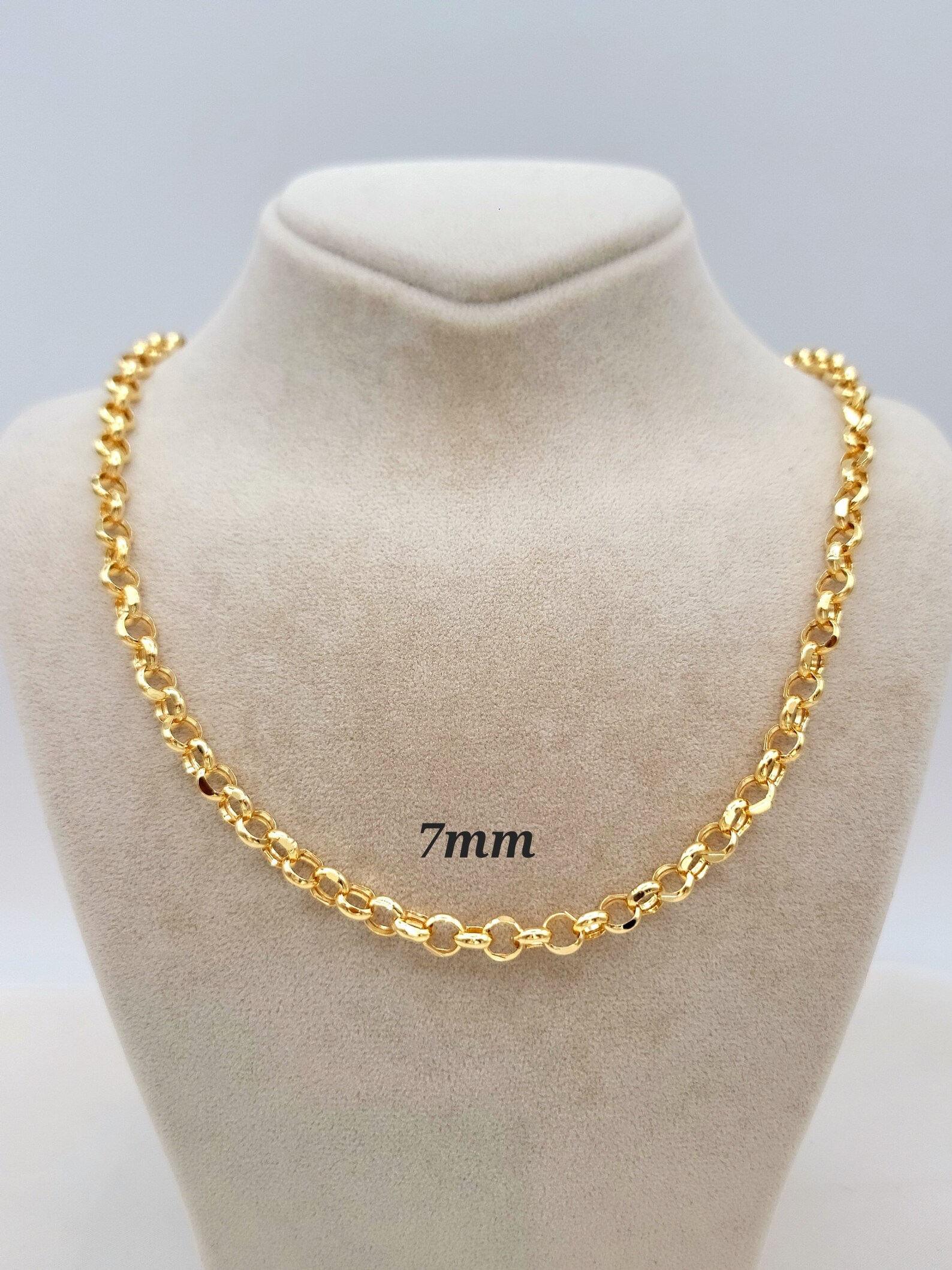14K Solid Gold Rolo Chain Necklace, Real 14K Gold Rolo Chain for Men ...