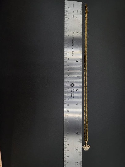 18K Solid Gold Crown Necklace. Rope Style Chain With the Unique ...