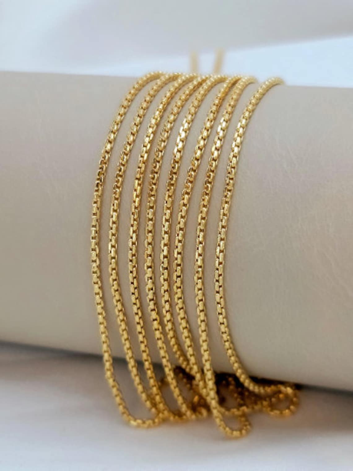 18K Solid Box Chain, 18K Pure Gold Box Chain Necklace, Diamond-cut, Men ...