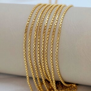 18K Solid Box Chain, 18K Pure Gold Box Chain Necklace, Diamond-cut, Men ...