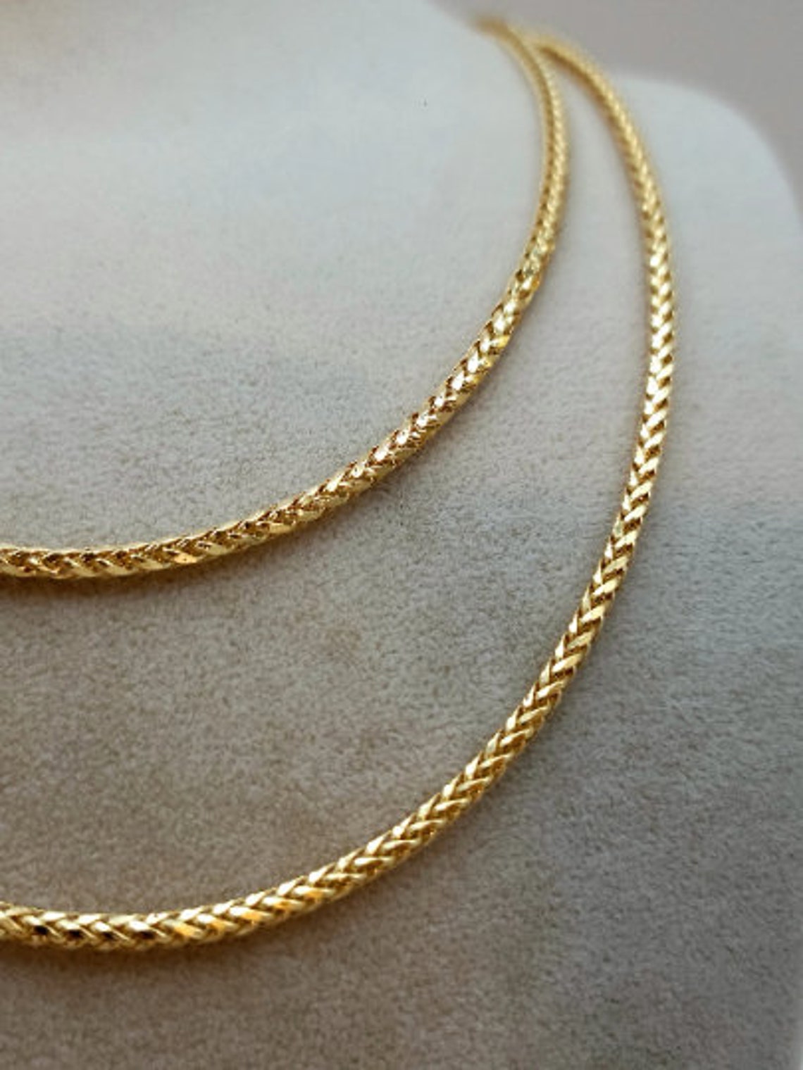 18K Solid Gold Franco Chain Necklace, Real 18K Gold Franco Chain, Round ...