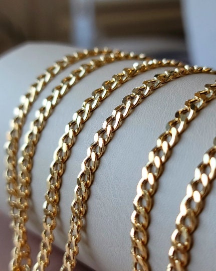 18K Solid Gold Miami Cuban Link Chain Necklace, 18K Yellow Cuban ...