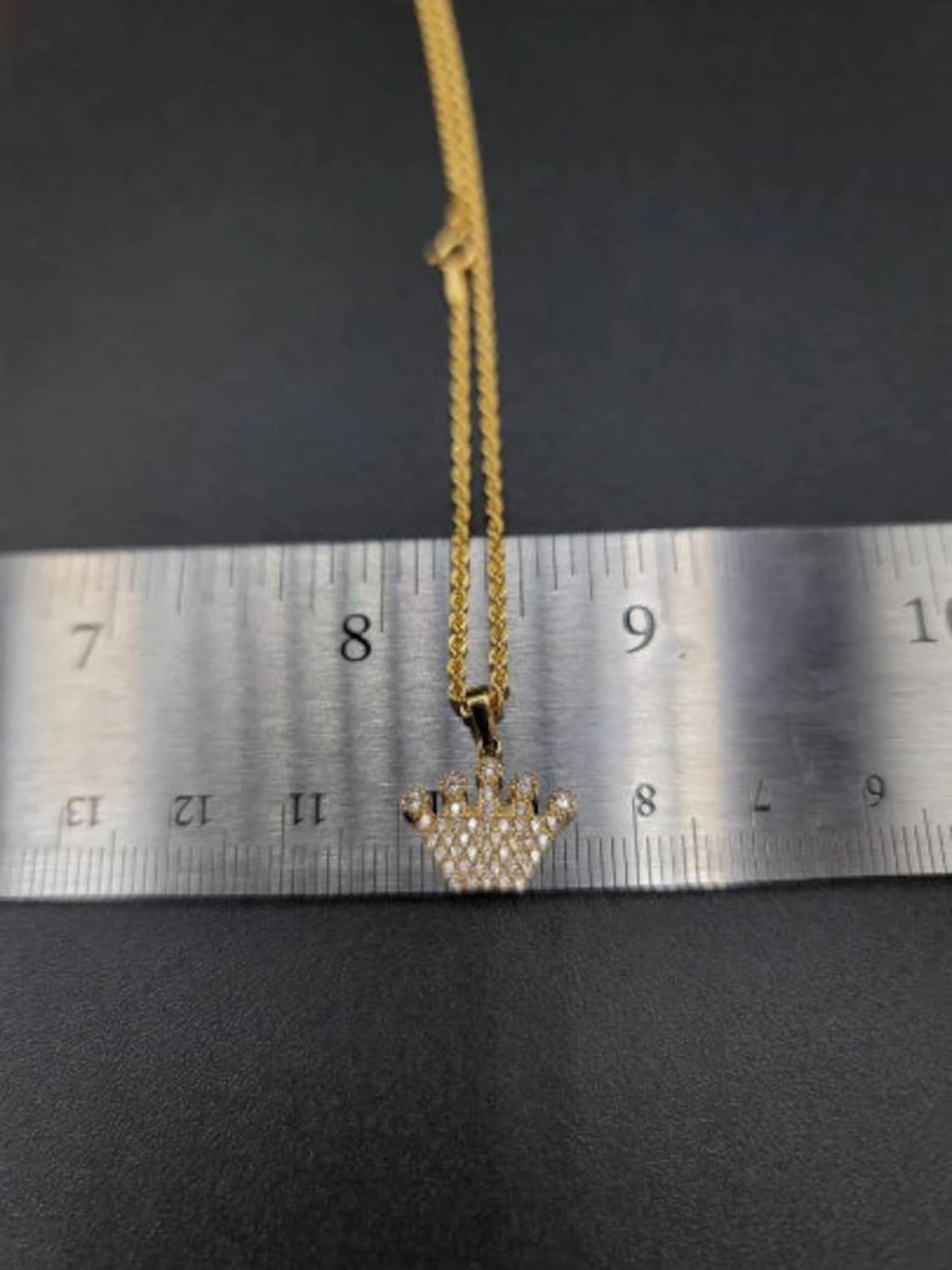 18K Solid Gold Crown Necklace. Rope Style Chain With the Unique ...