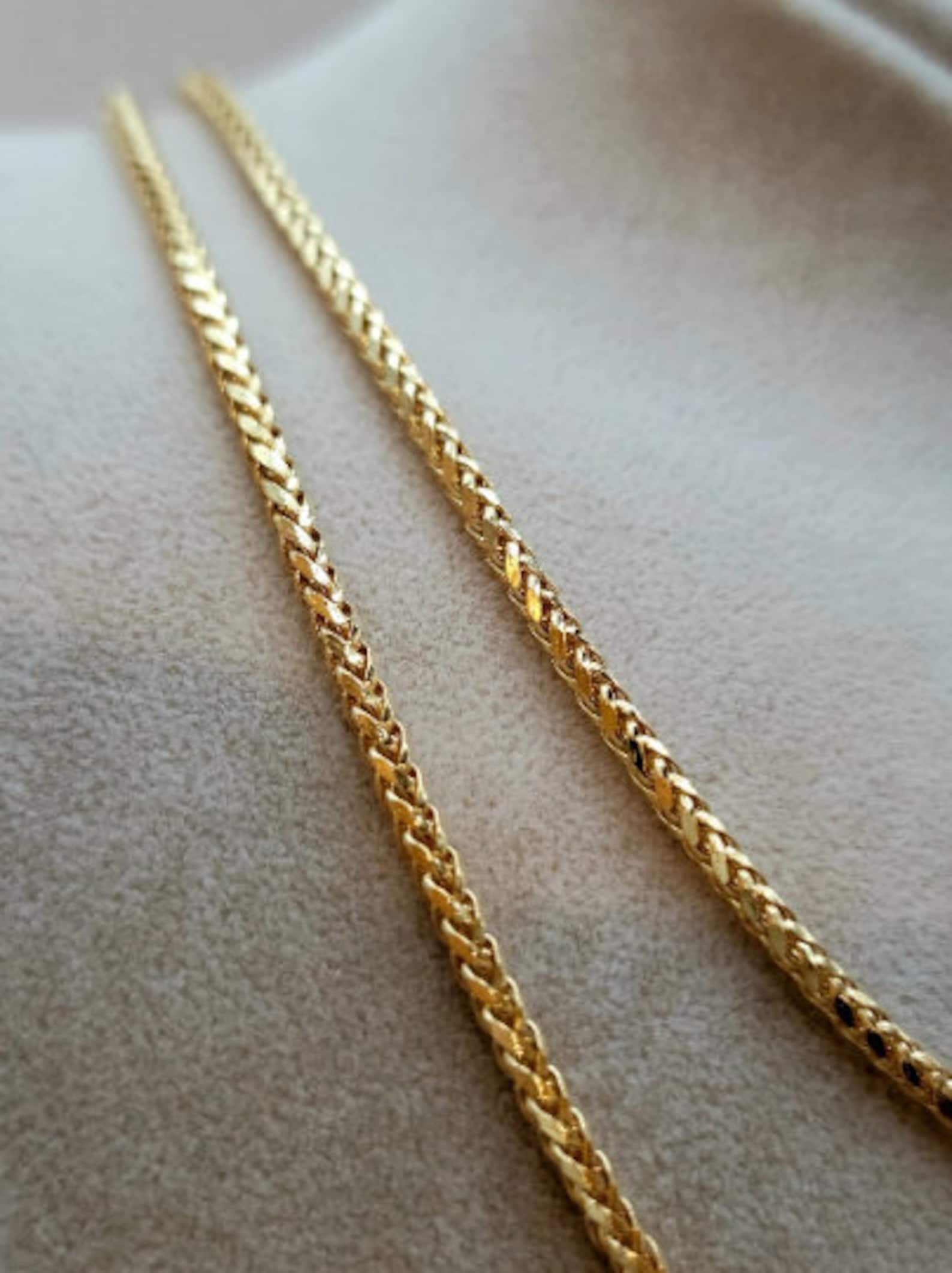 18K Solid Gold Franco Chain Necklace, Real 18K Gold Franco Chain, Round ...
