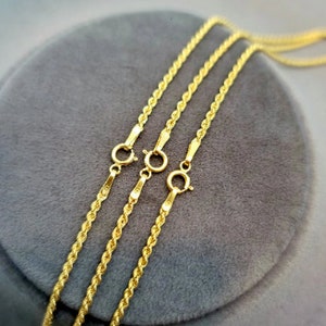 18K Solid Gold Rope Chain Necklace, Yellow 18K Gold Rope Chain Twisted ...