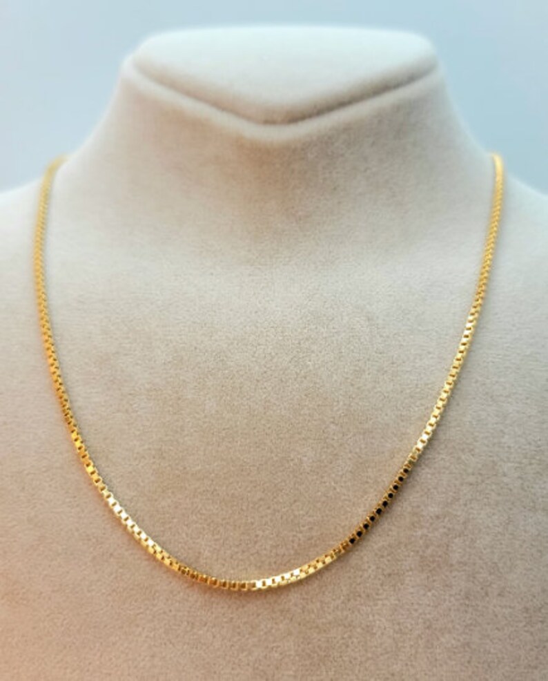 18K Solid Gold Box Chain, 18K Yellow Gold Square Box Link Chain ...