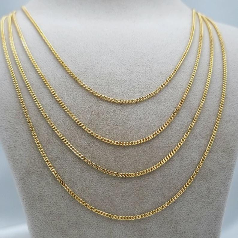 18K Solid Gold Miami Cuban Link Chain Necklace18k Gold Yellow Cuban ...