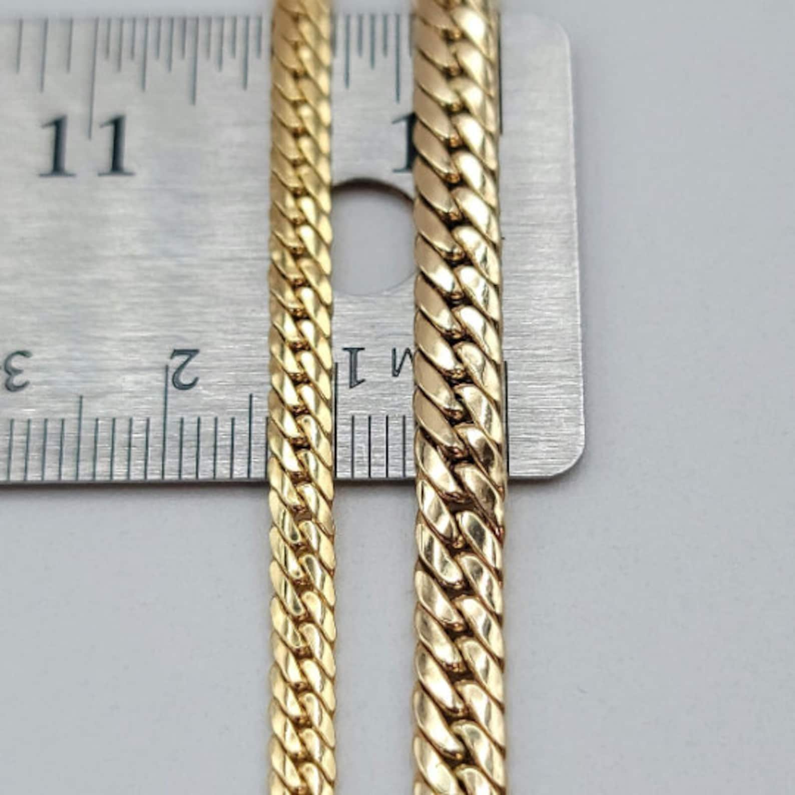 18K Gold Curb Link Chain Necklace, Pure 18K Solid Gold Curb Chain for Men & Women, 4mm - 5.30mm ...