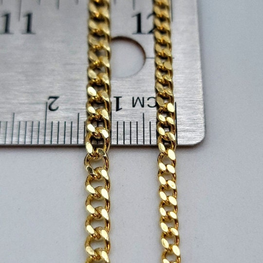 18K Solid Gold Miami Cuban Chain Necklace, 18K Yellow Gold Curb Link ...