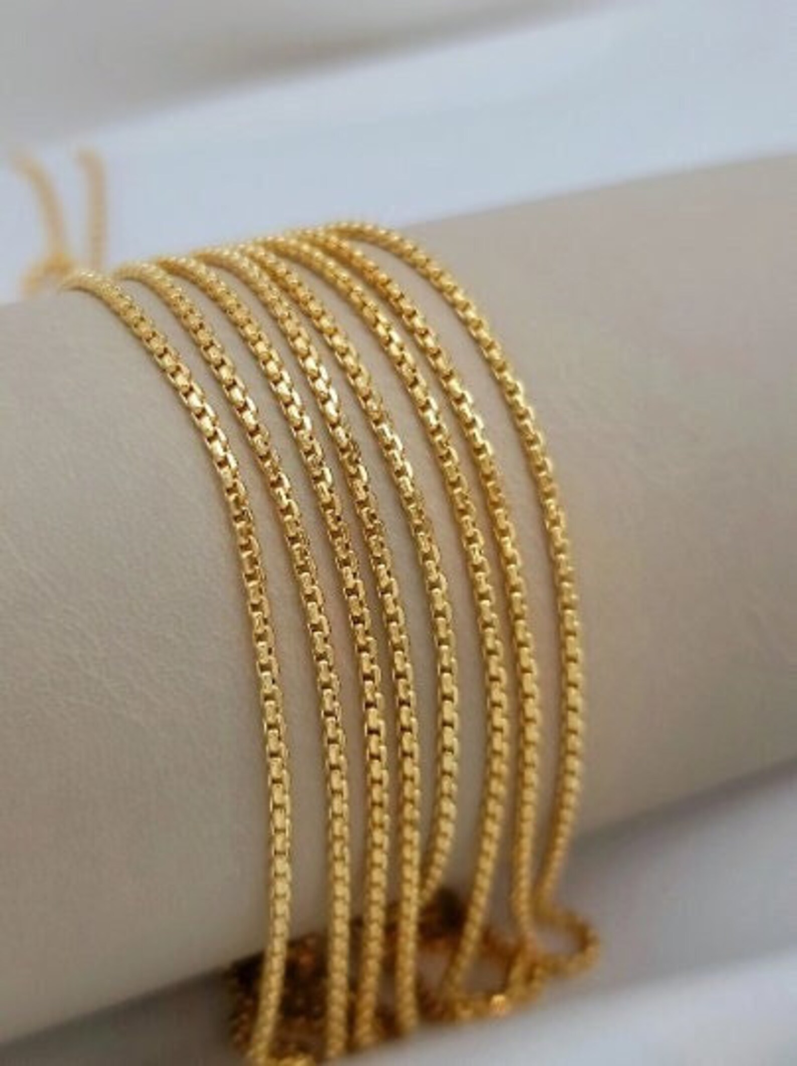 18K Solid Box Chain, 18K Pure Gold Box Chain Necklace, Diamond-cut, Men ...