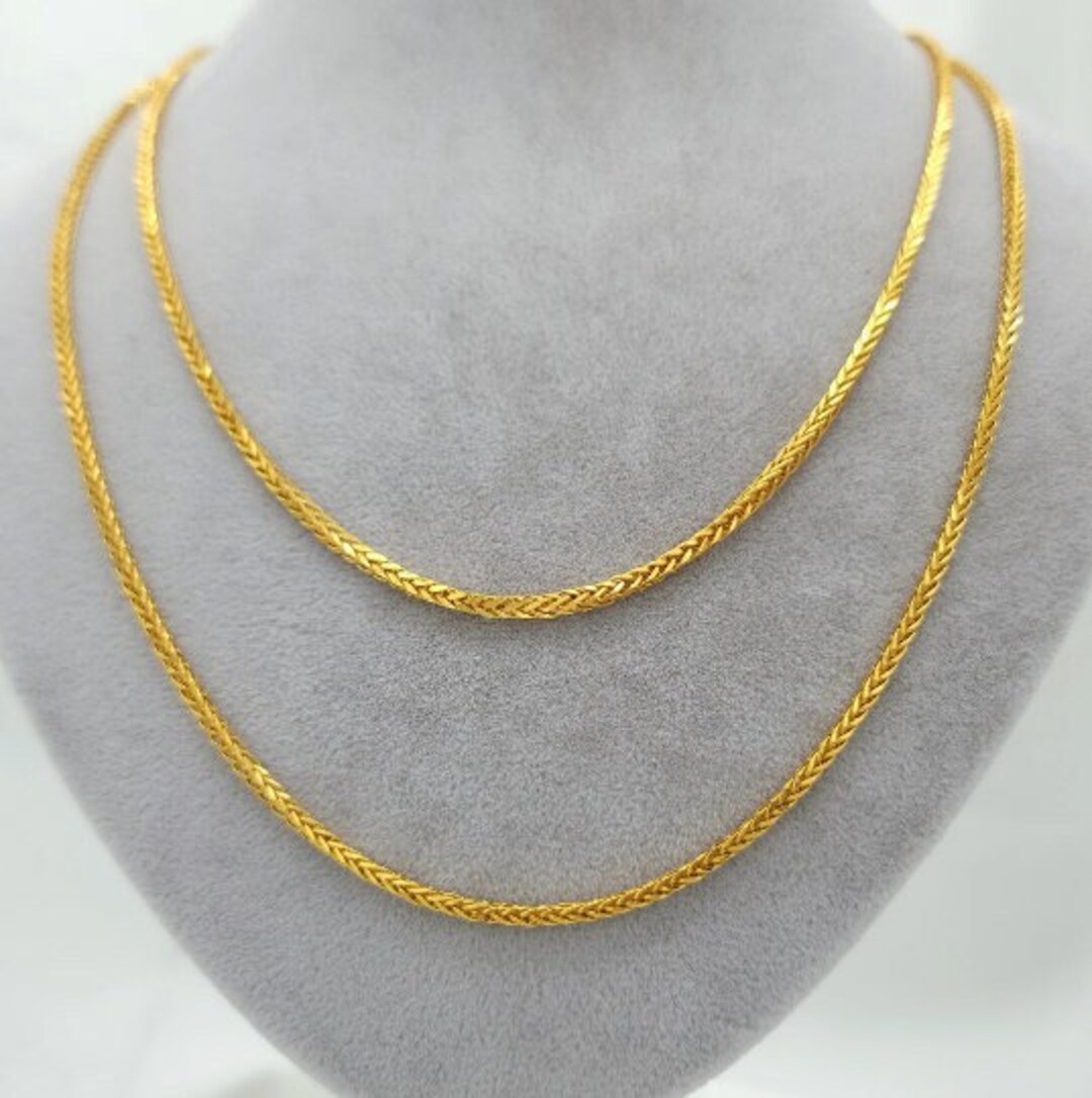 18K Solid Gold Franco Chain, Foxtail Franco Chain Necklace, 2.30mm_20 ...