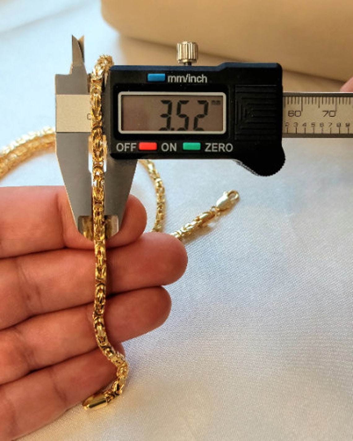 18K Yellow Solid Gold Byzantine Chain Necklace, 18K Pure Gold Byzantine ...