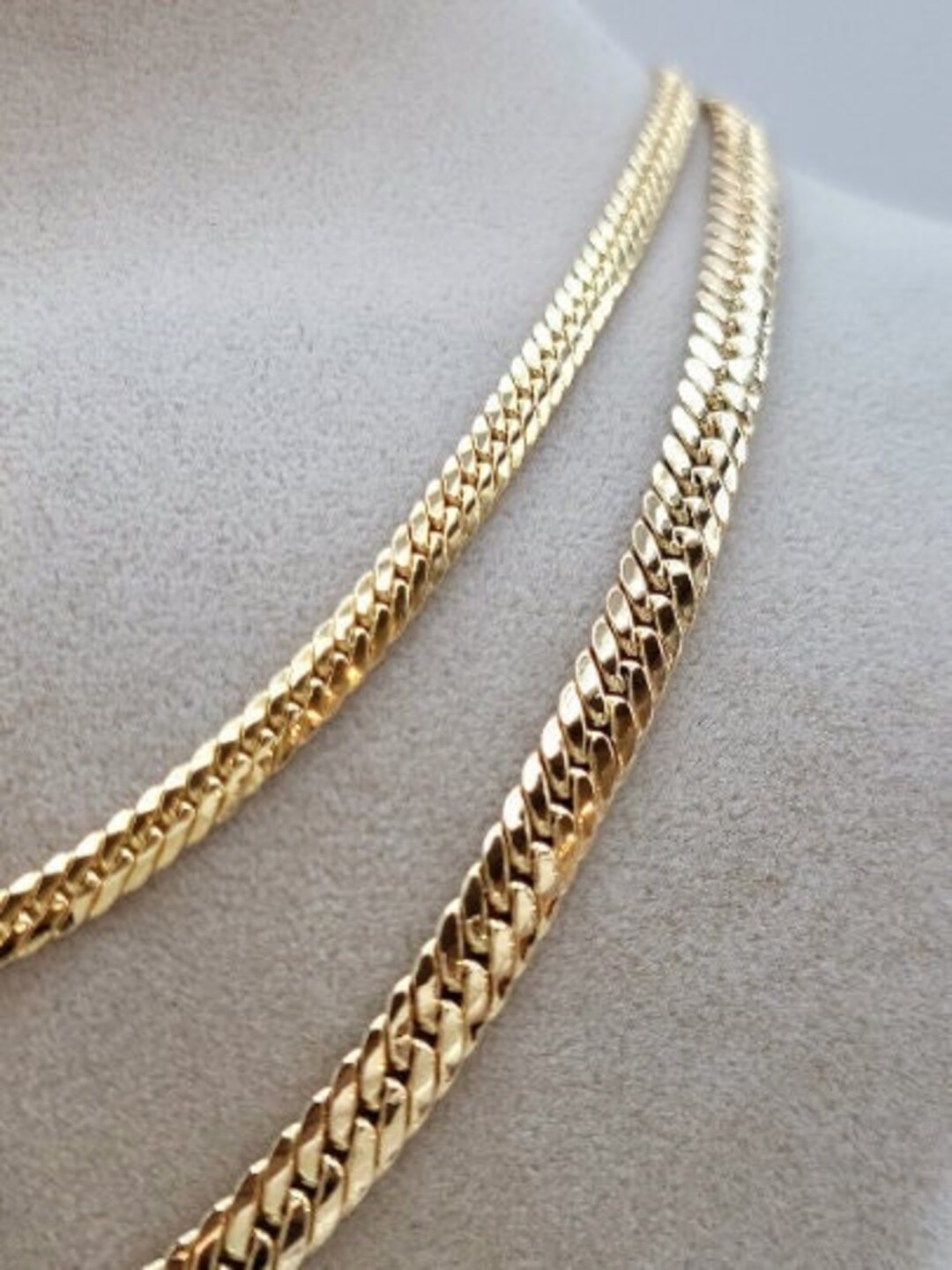 18K Gold Curb Link Chain Necklace, Pure 18K Solid Gold Curb Chain for ...