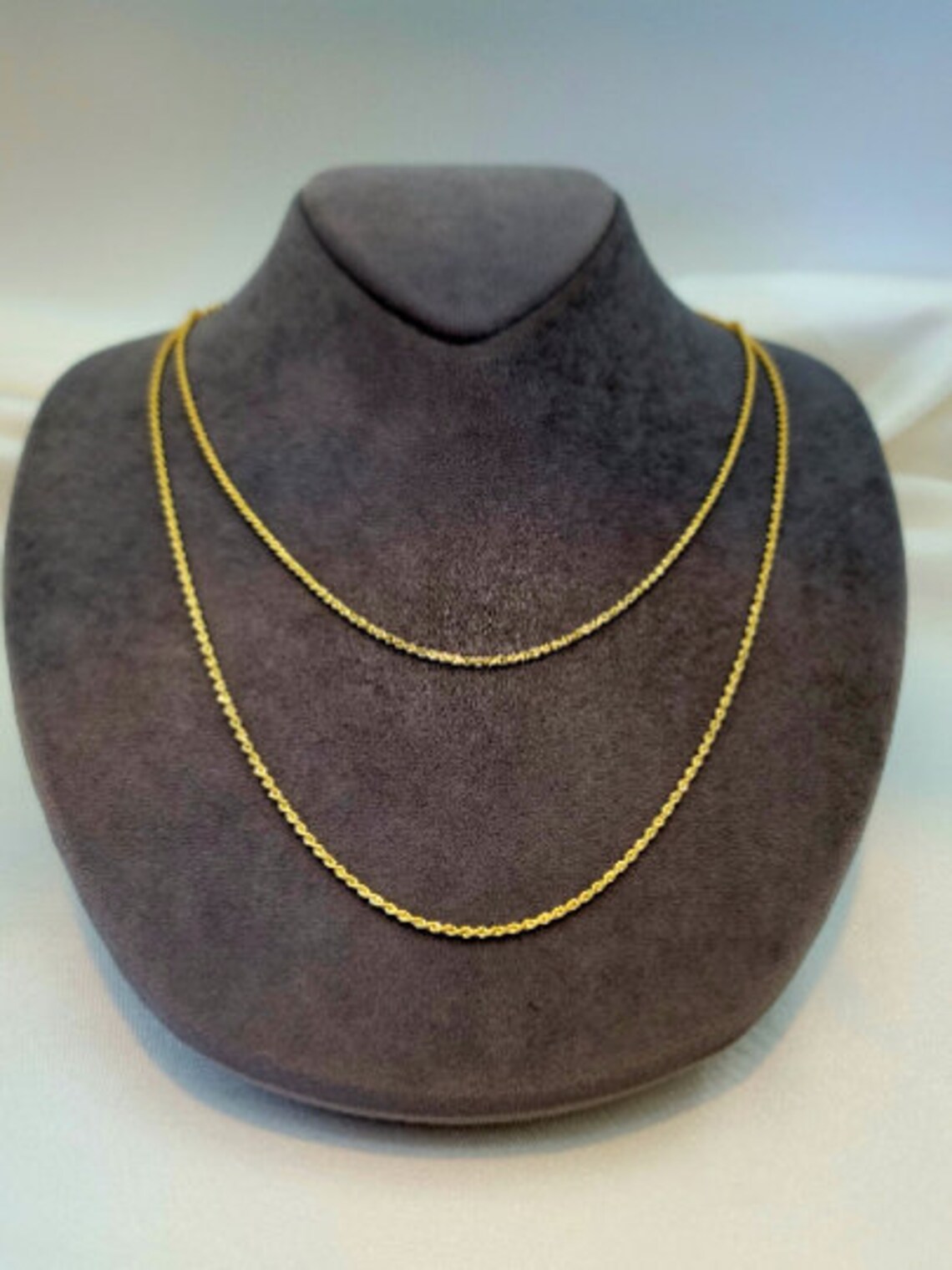 18K Solid Gold Rope Chain Necklace, Yellow 18K Gold Rope Chain Twisted ...