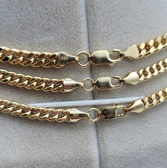 14K Solid Gold Cuban Chain Necklace/heavy Solid Gold Miami Cuban Link ...