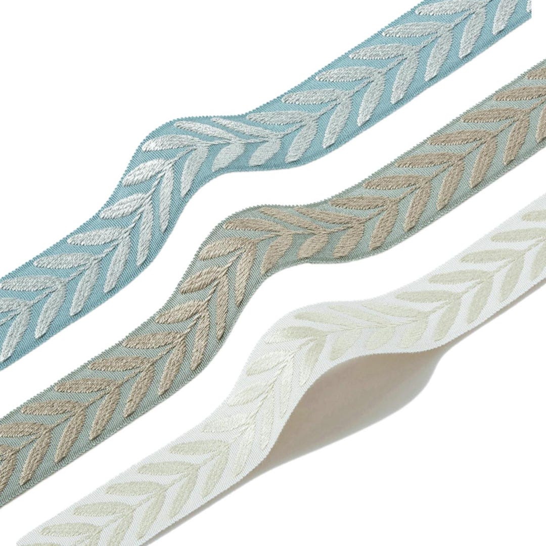 Jacquard Leaf Ribbon, 2-inch Wide Fabric Trim, Perfect for Curtain ...