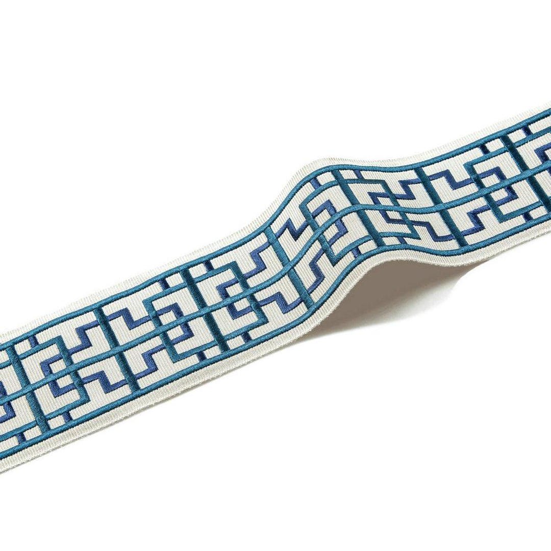 Jacquard Greek Key Ribbon, 3-inch Wide Fabric Trim, Perfect for Curtain ...