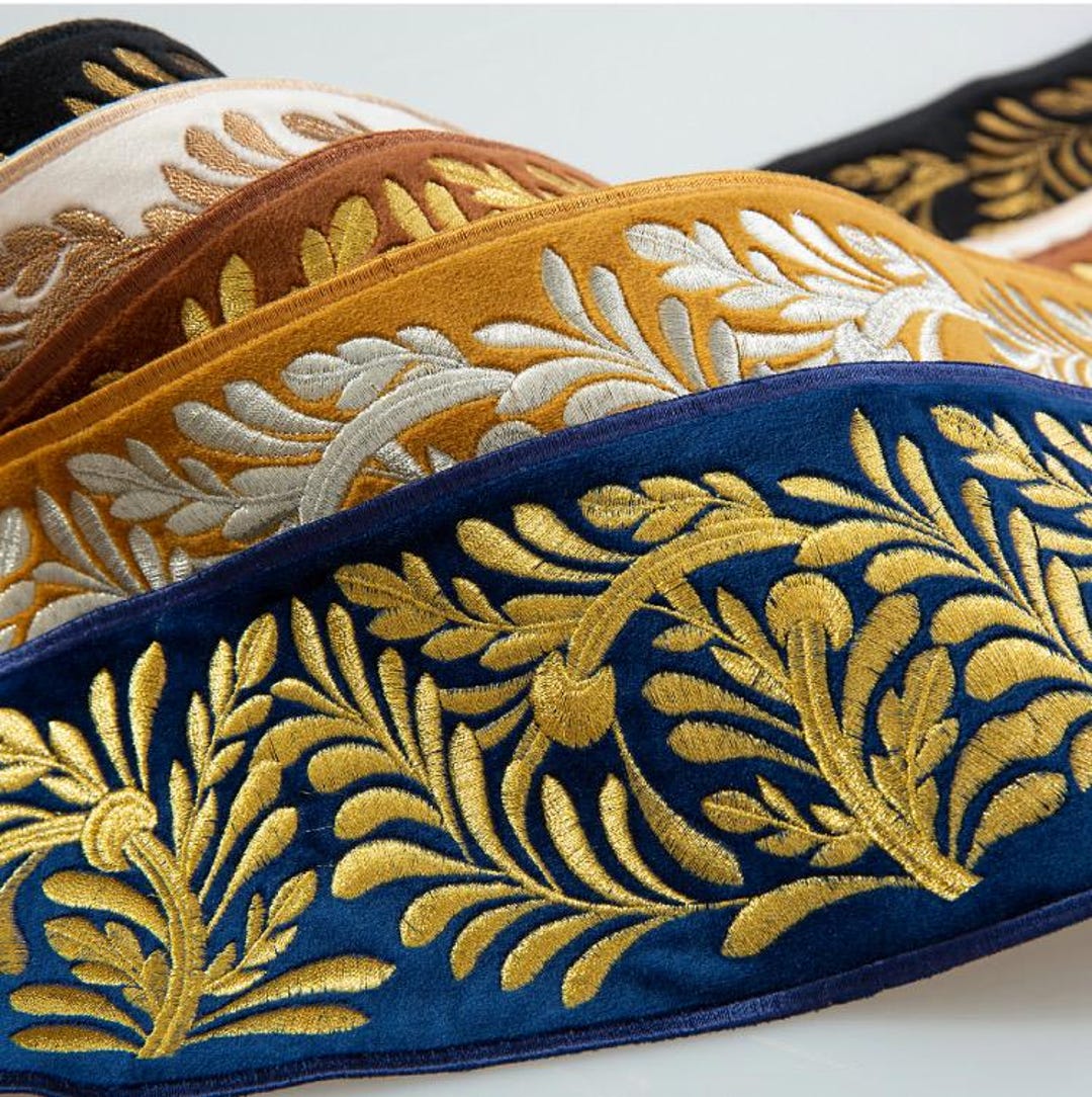 Embroidered 4-inch Velvet Decorative Trim for Drapery, Curtain Tapes ...