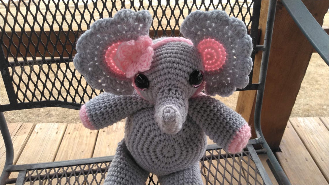 Elephant - Soft, Stuffed, Gray and Pink Elephant - Etsy