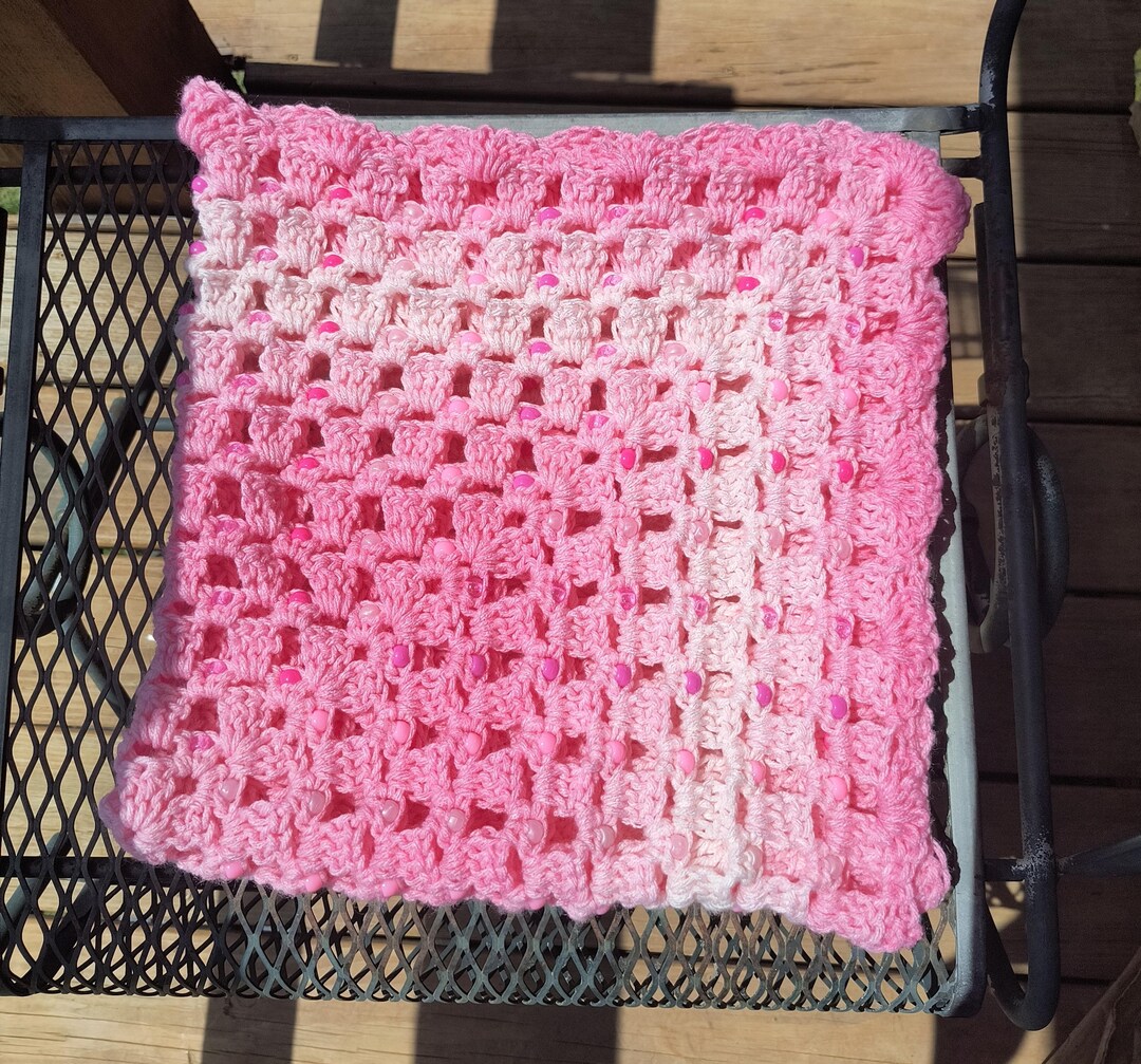 Pink Baby Blanket- Pink Muli Colored Crochet Weighted Sensory Beaded - Etsy