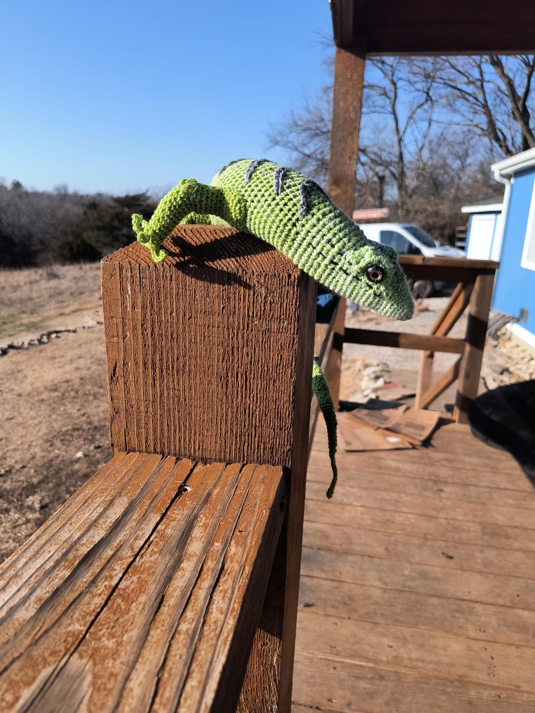 Crocheted Lizard- Green Monitor Lizard- Muli-colored Green, Stuffed ...