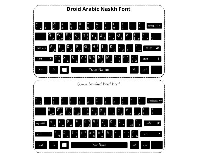 Printable Keyboard Stickers | Alphabet & Arabic Letters | Custom ...