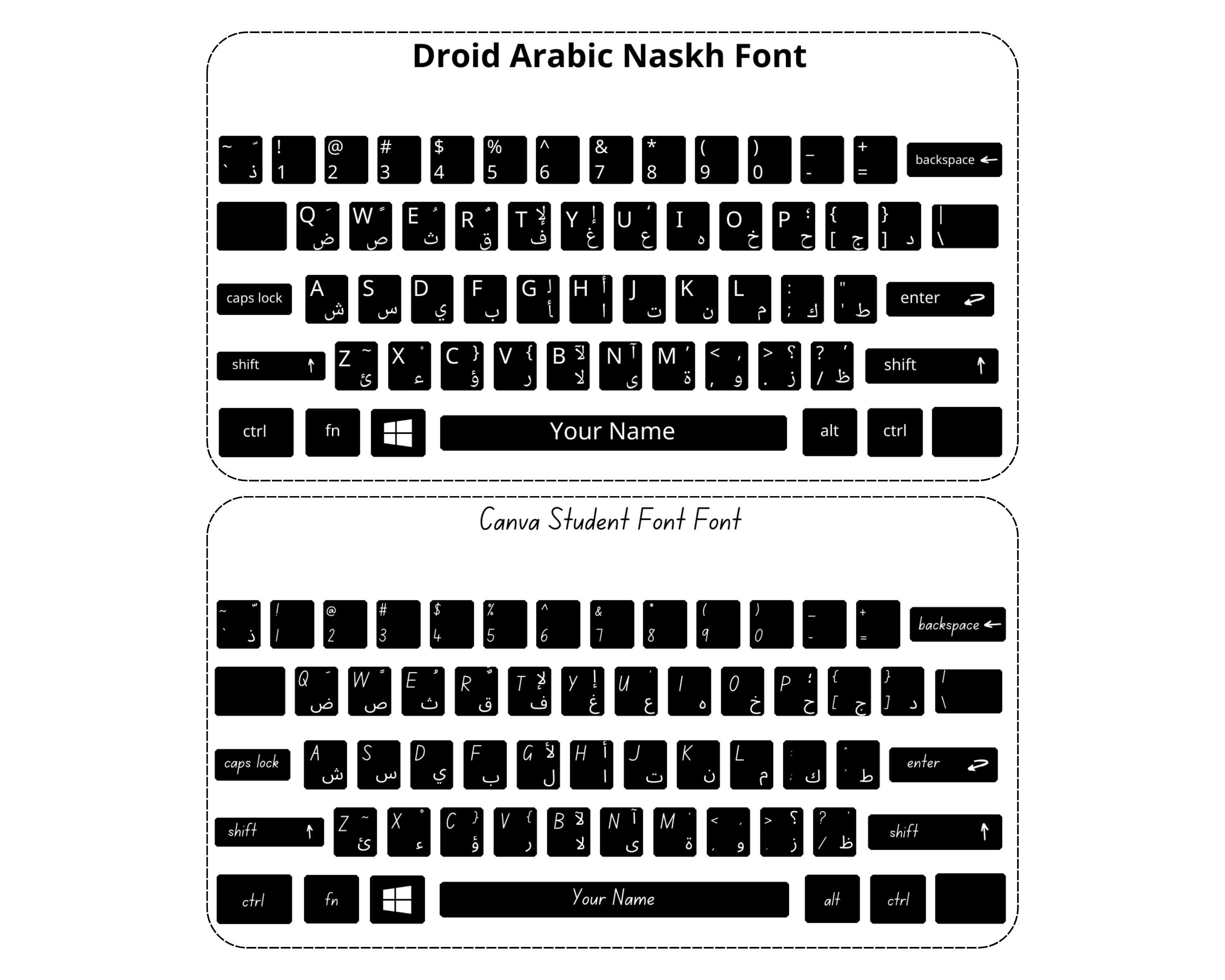Printable Keyboard Stickers | Alphabet & Arabic Letters | Custom ...