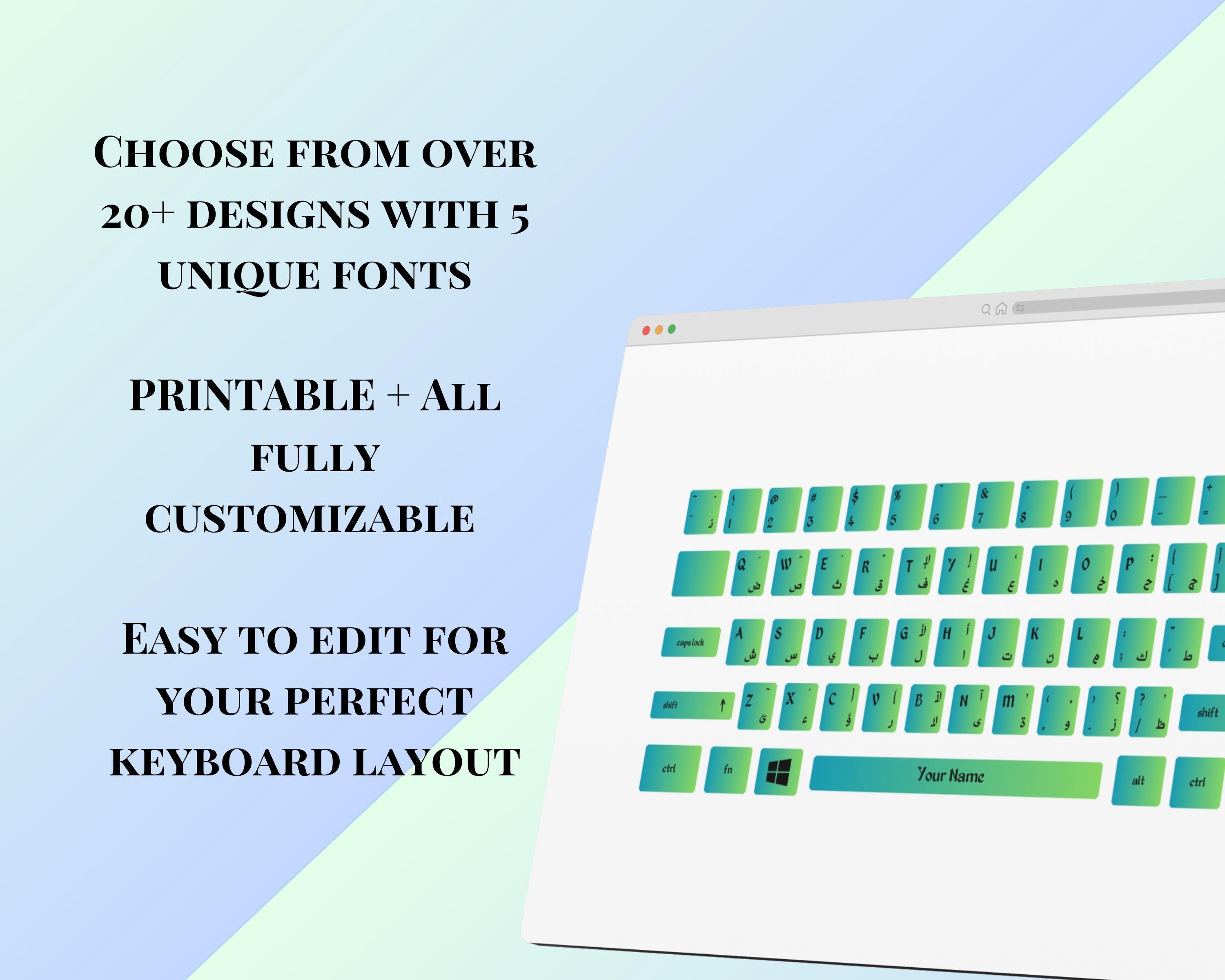 Printable Keyboard Stickers | Alphabet & Arabic Letters | Custom ...