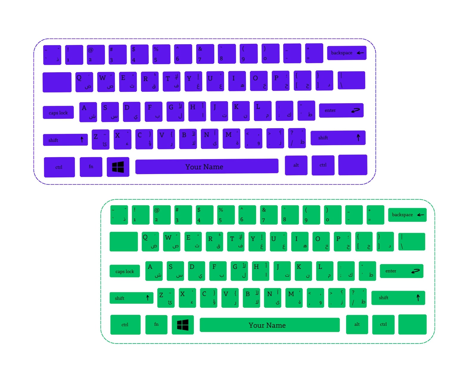 Printable Keyboard Stickers | Alphabet & Arabic Letters | Custom ...