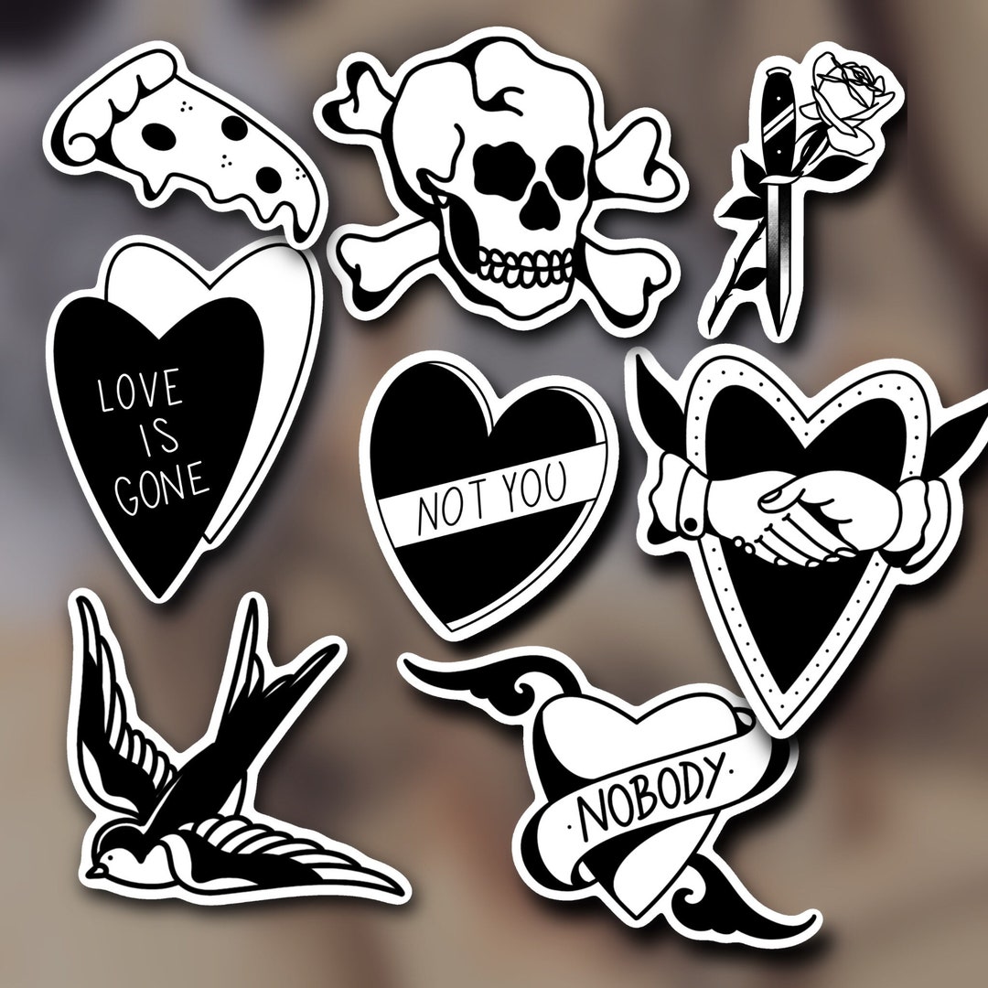 Minimal Tattoo Stickers | Traditional Old School Tattoos - Etsy
