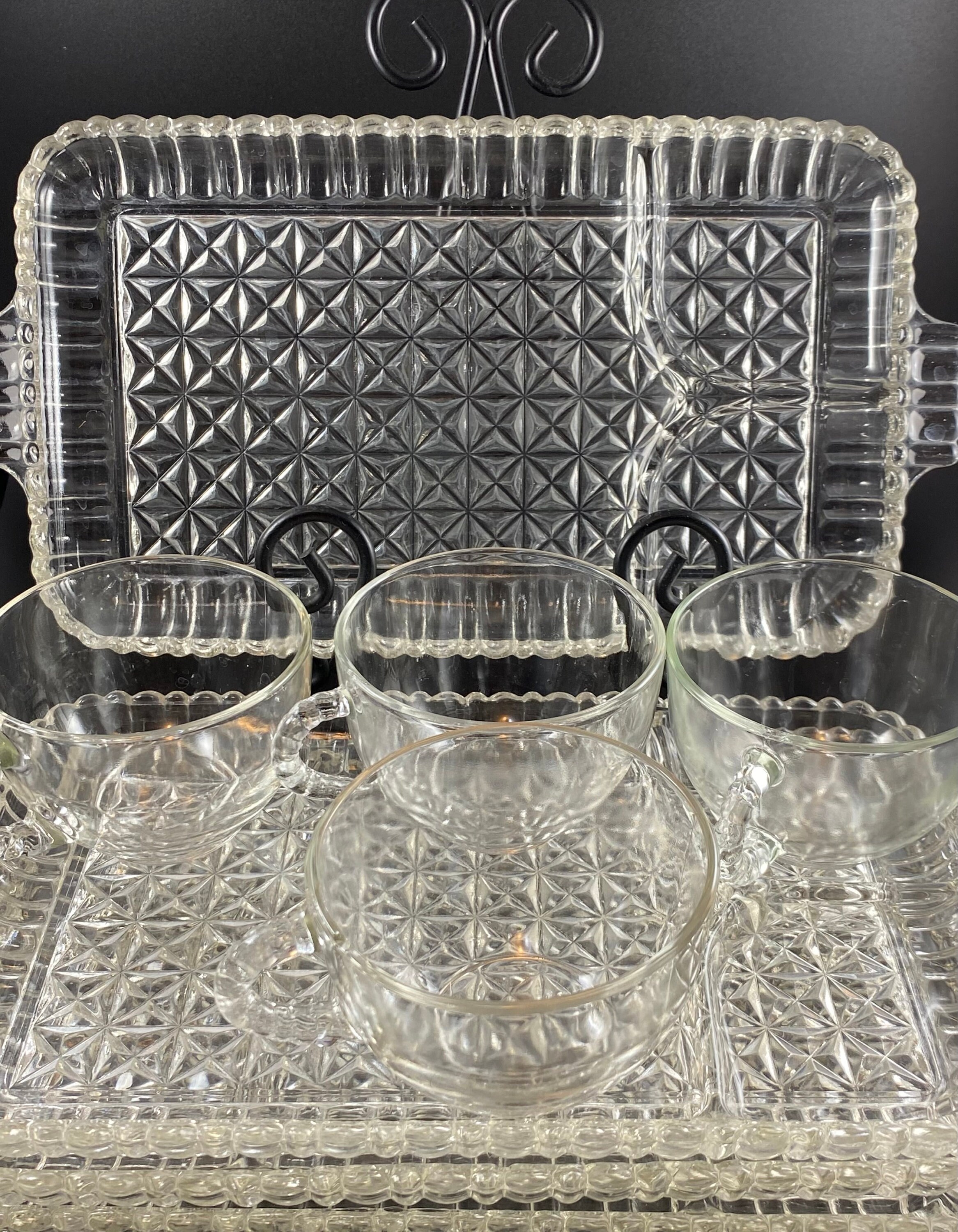 Vintage, Anchor Hocking, 8 Piece, Serva-snack Set - Etsy