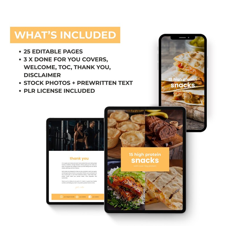 High Protein Low Calorie Snack Recipes, DFY Meal Guide, Canva Ebook ...