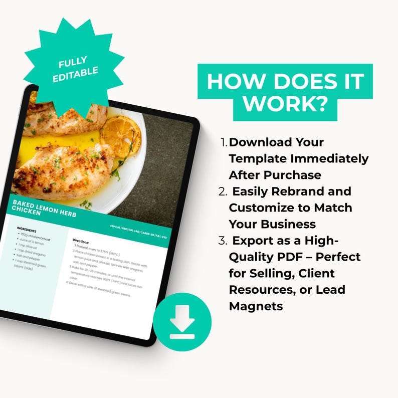 High-protein Recipe Ebook Canva Template, PLR Nutrition Guide (digital ...